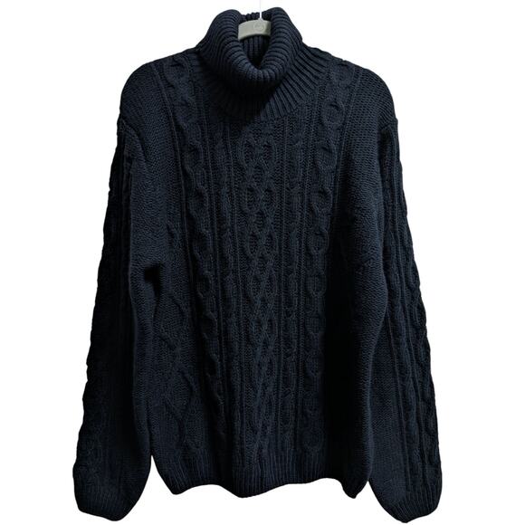 Topman | Sweaters | Topman Mens Xl Turtleneck Cable Knit Navy Blue ...